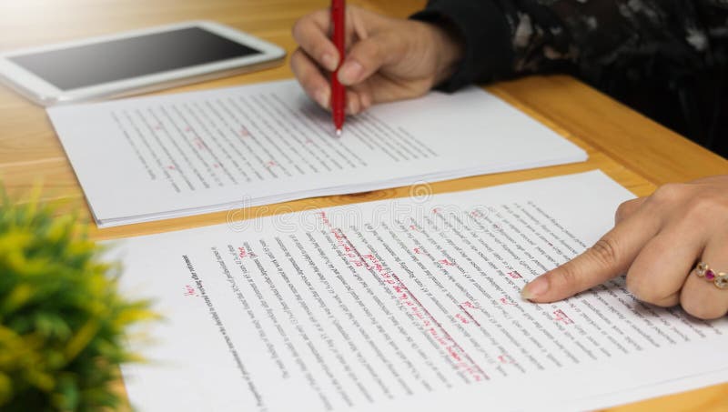 Proofreading Paper on Table Stock Image - Image of proof, marks: 103110105