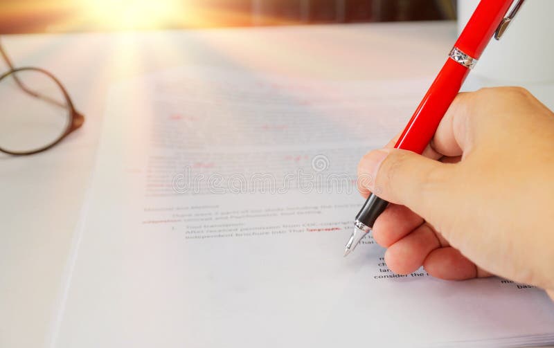 Proofreading Paper on White Table Stock Photo - Image of edit, paper ...