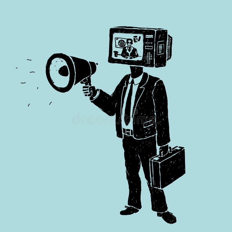 Propaganda Durch Fernsehen Und Lautsprecher Stock Abbildung ...