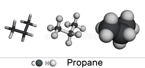 Propane C3H8 Molecule. Various 3D Molecular Models on a White ...