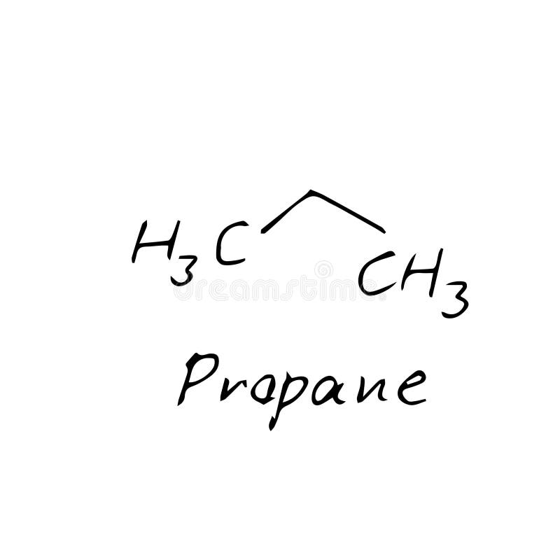 Propane Molecule Formula. Hand Drawn Imitation of Propane Structural ...