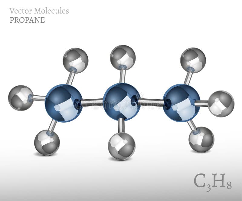 Isolated 3D Model Of A Molecule Of Propane Stock Illustration ...