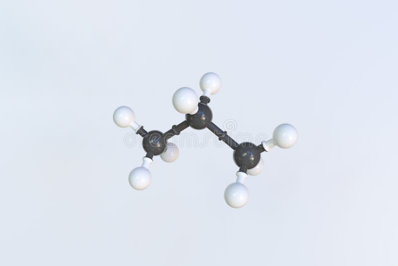Propane Molecule Made with Balls, Scientific Molecular Model. 3D ...