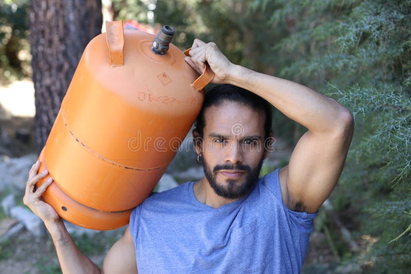 Propane Tank Delivery Man with Attractive Look Stock Image - Image of ...
