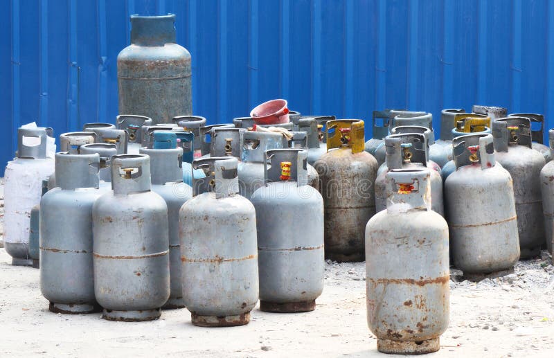 Blue Propane Tanks stock photo. Image of cooking, canisters - 684268