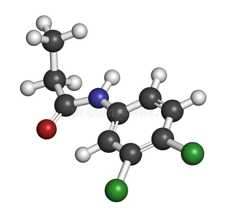 Propanil Herbicide Molecule. 3D Rendering Stock Illustration ...