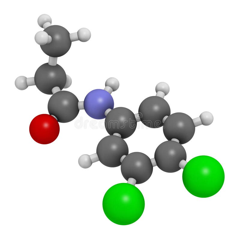 Propanil Herbicide Molecule. 3D Rendering Stock Illustration ...