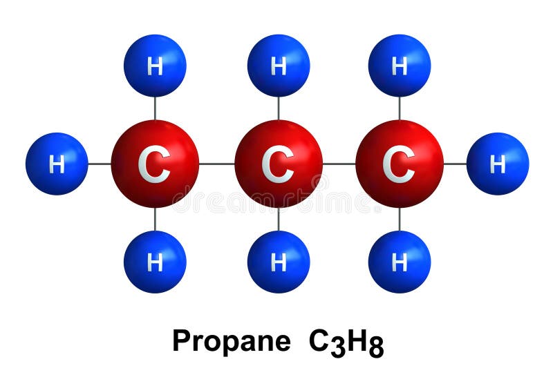 Estructura Molecular Del Propano En Blanco Stock de ilustración ...