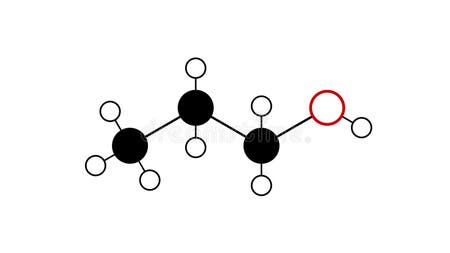 1-propanol Molecule, Structural Chemical Formula, Ball-and-stick Model ...