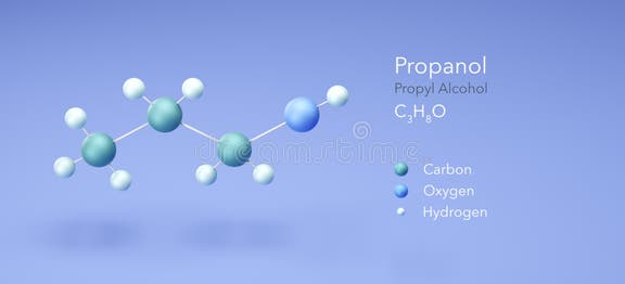 Propanol, Propyl Alcohol. Molecular Structure 3d Rendering, Structural ...