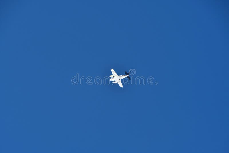 Propeller Air Plane Blue Sky Twin Engine Blue White Stock Image - Image ...