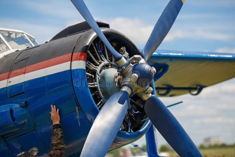 Propeller aircraft stock image. Image of gear, blade - 51068315
