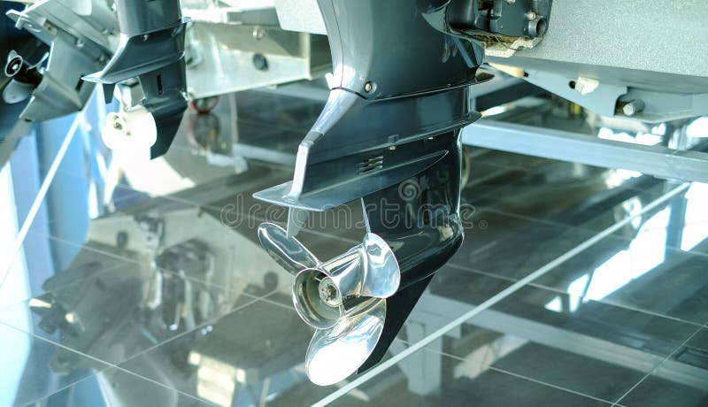 The Propeller of the Boat. Boat Engine with Propeller Details Stock ...