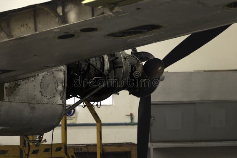 Propeller of a Dismantled Old Plane Inside a Hangar Stock Image - Image ...