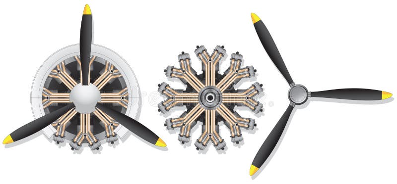 3d Star Engine Wtih Old Wooden Propeller Stock Illustration ...