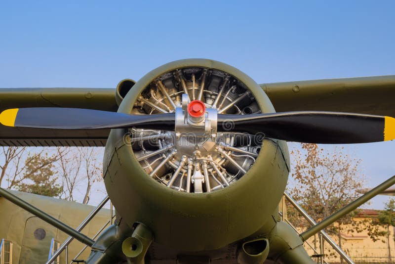 The Propeller and Engine of Old Airplane Stock Photo - Image of vintage ...