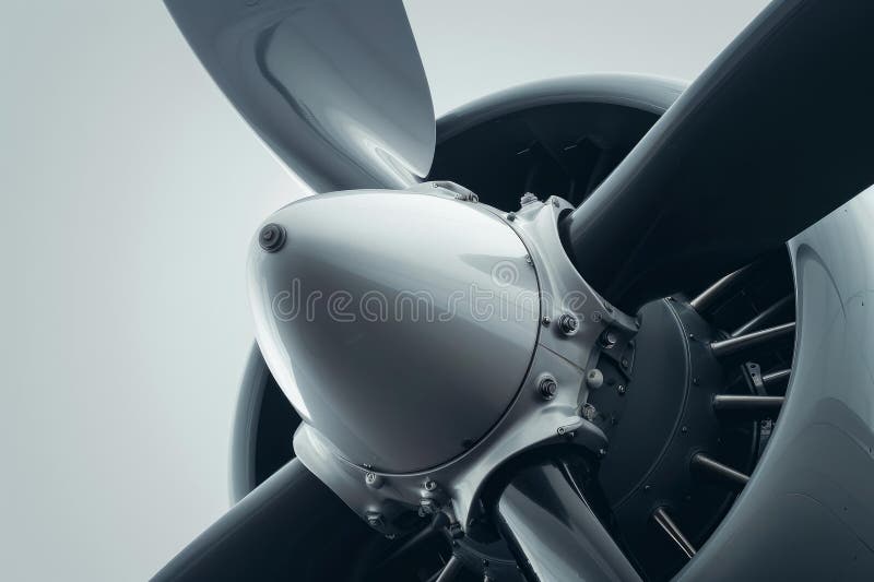 Propeller Engine of a Vintage Airplane Spinning, Close Up View Stock ...