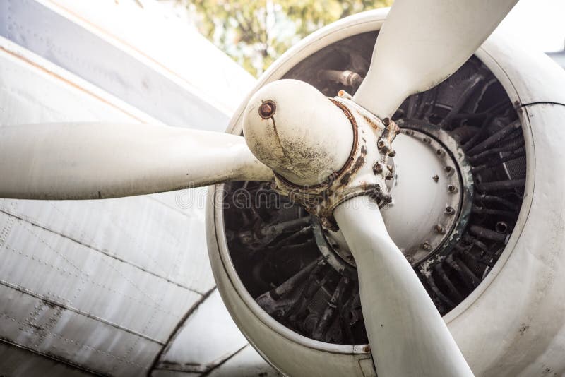 Propeller of old aircraft stock photo. Image of antique - 135537420