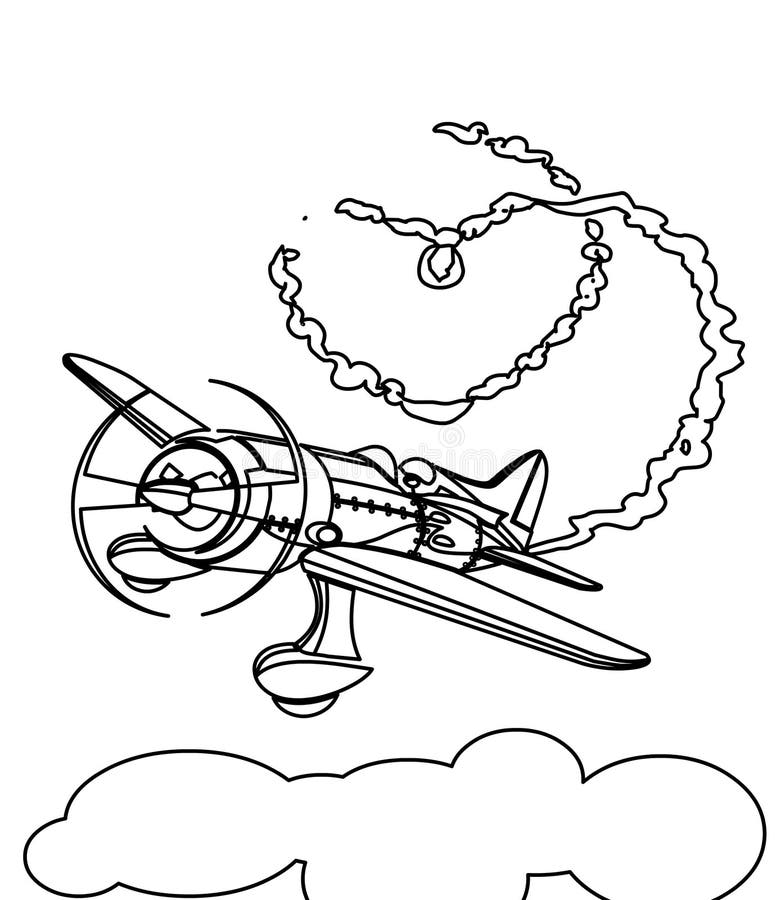 Airplane Coloring Propeller Plane Engine Single Drawing Cessna Clipart ...