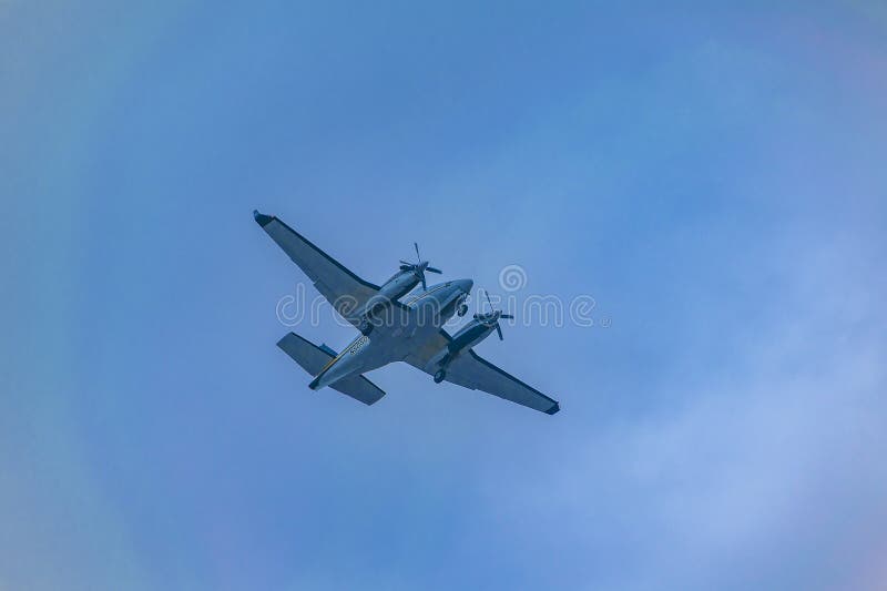 Propeller Plane Flying at Cloudy Sky, Samborondon, Ecuador Editorial ...