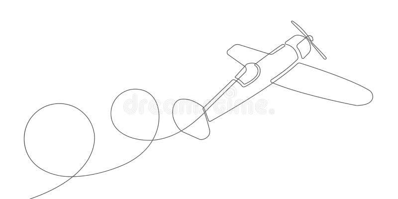 Propeller Plane.Flying Plane.Continuous Line Drawing.Vector ...