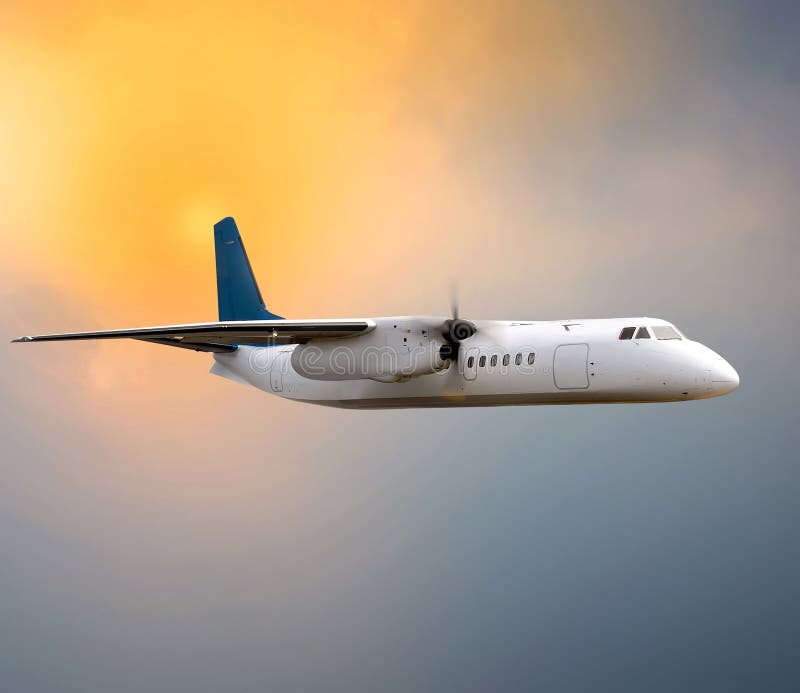 Propeller Plane Flying stock image. Image of airport - 53232849