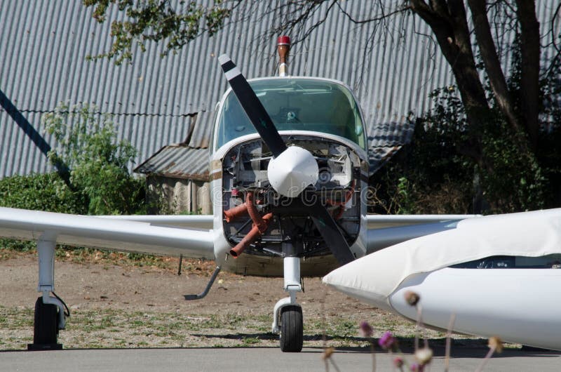 Propeller Plane Front, Parked at the Bariloche Aerodrome. White Plane ...