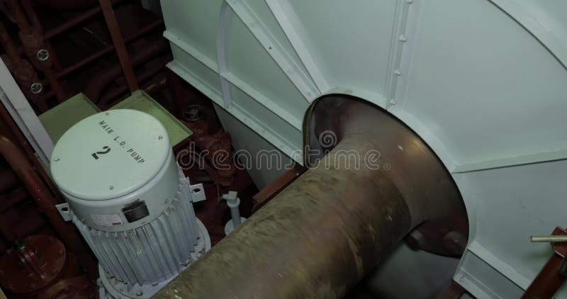 Propeller Shaft with Flywheel, Main Engine of Vessel. Stock Video ...