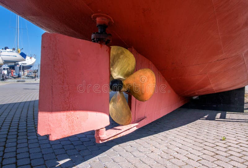 Propeller of a Ship. the Lower Part of the Ship S Stern with Propeller ...
