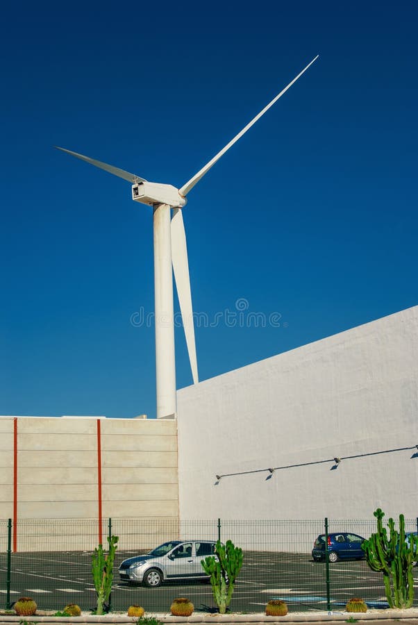 Propeller of a Wind Power Plant Near a Parking Stock Image - Image of ...