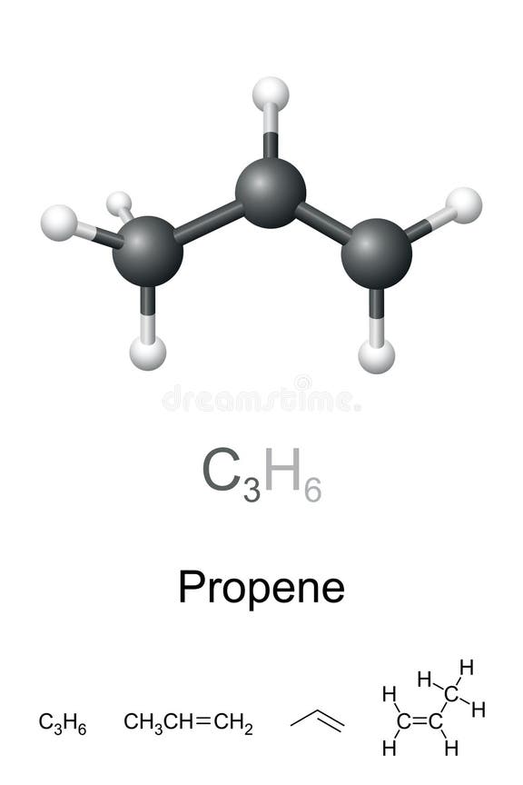 Propene, Propylene, Molecule Model, Molecular and Chemical Formula ...