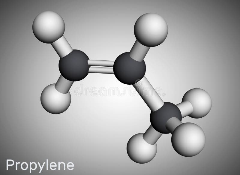 Propylene. Propene. Structural Chemical Formula and Molecule 3d Model ...