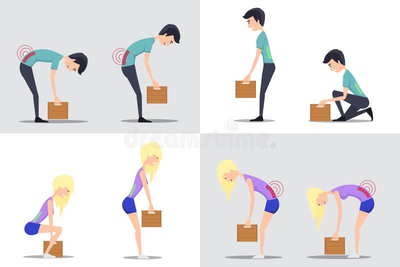 Proper lifting technique stock vector. Illustration of bend - 90415877