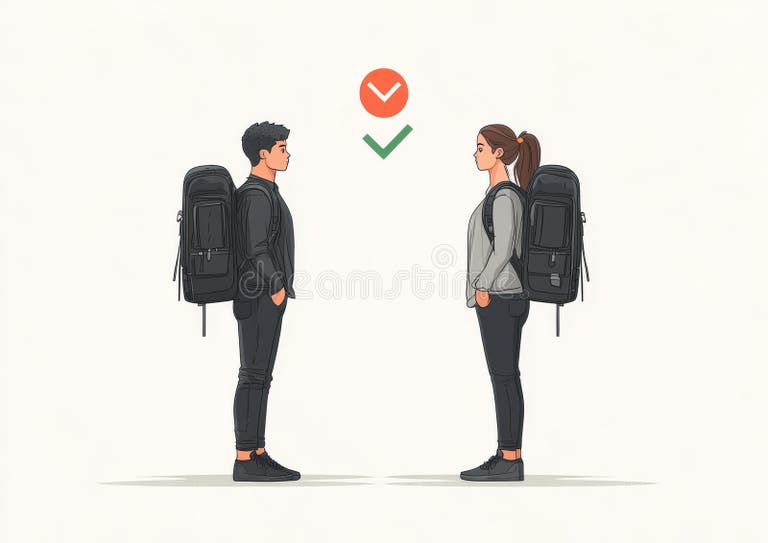 The Proper and Improper Wearing of a Backpack Behind One S Back Has a ...