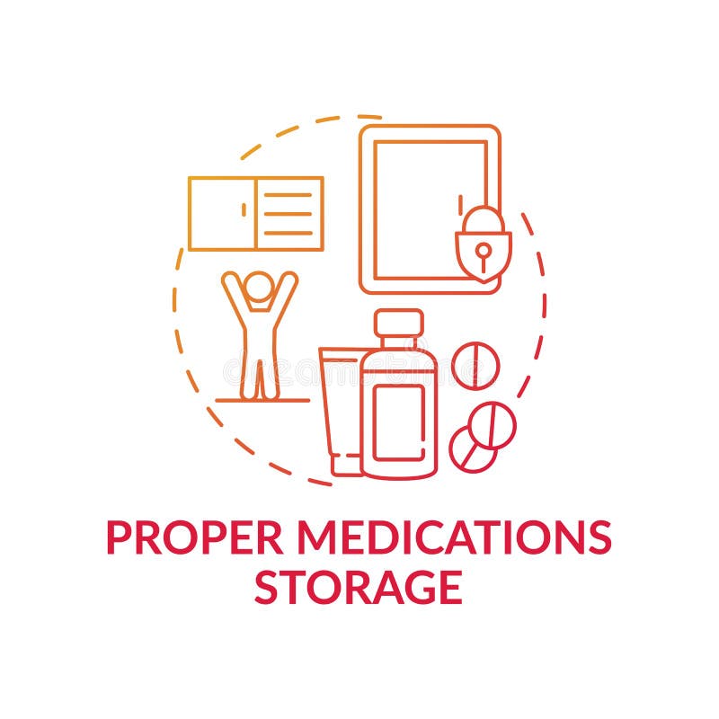 Proper Medication Storage Red Gradient Concept Icon Stock Illustration ...