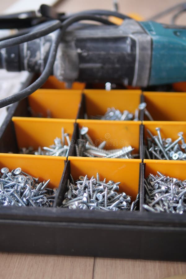 Properly Organized Screws and Drill Equipment in a Workshop Environment ...
