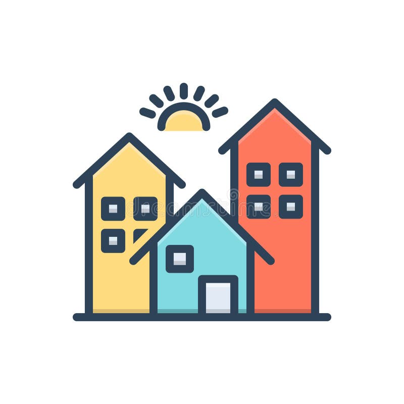 Color Illustration Icon for Properties, Belongings and Cottage Stock ...