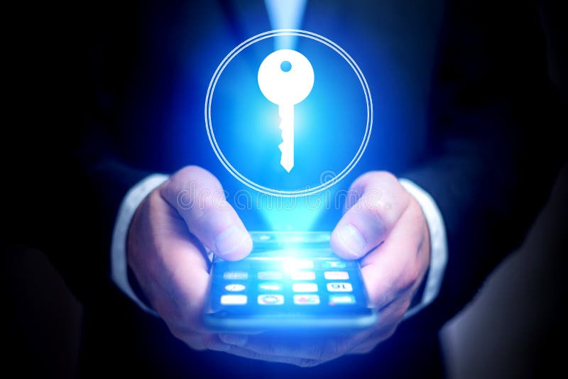 Property Concept with a Key Icon on an Internet Application - Te Stock ...