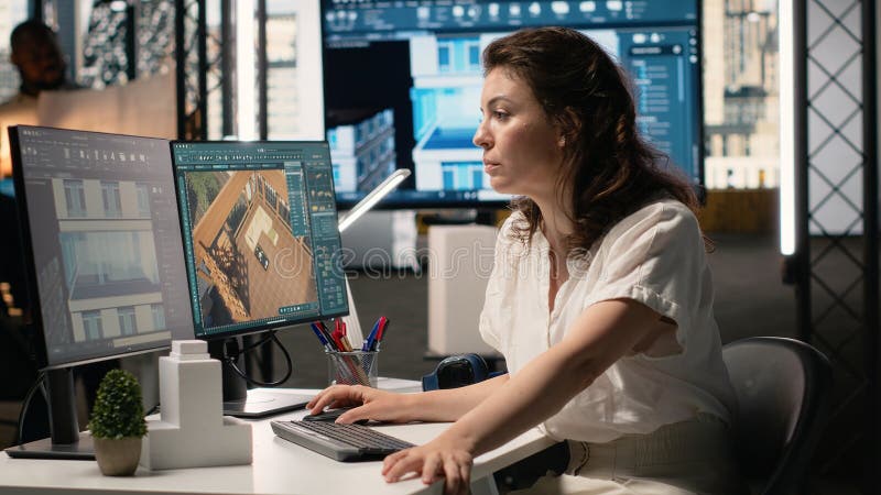 Property Developer Analyzing Real Estate Blueprints and Infrastructure Design Stock Photo ...