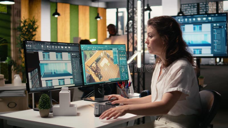 Property Developer Reviewing Architectural Blueprints with Green Screen ...