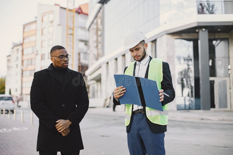 Property Developer and Black Man Discussing Future Flat Stock Photo ...