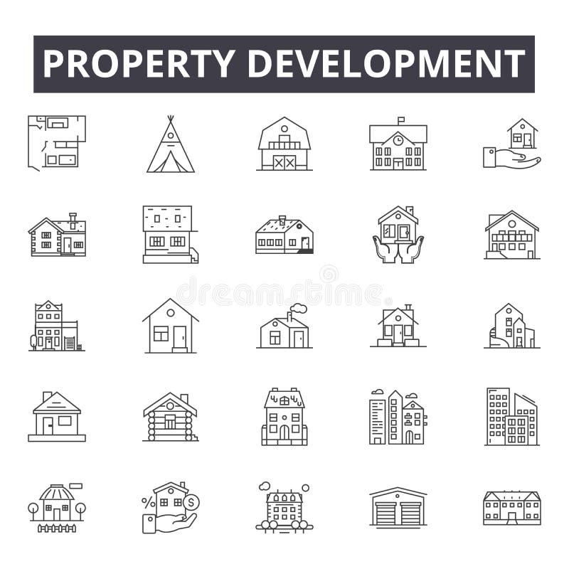 Property Development Line Icons, Signs, Vector Set, Linear Concept ...
