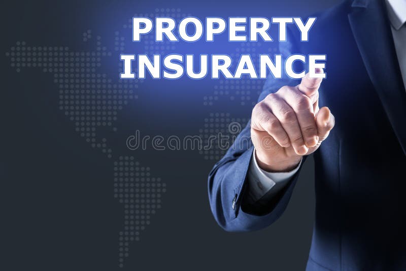 Property Insurance Concept. Man Using Virtual Screen Stock Photo ...