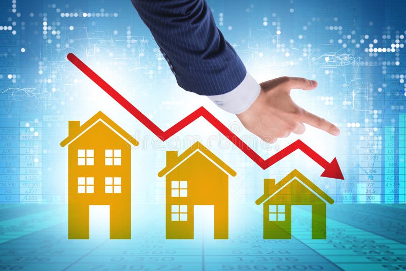 Property Market Bubble Illustration with Houses and Chart Stock ...