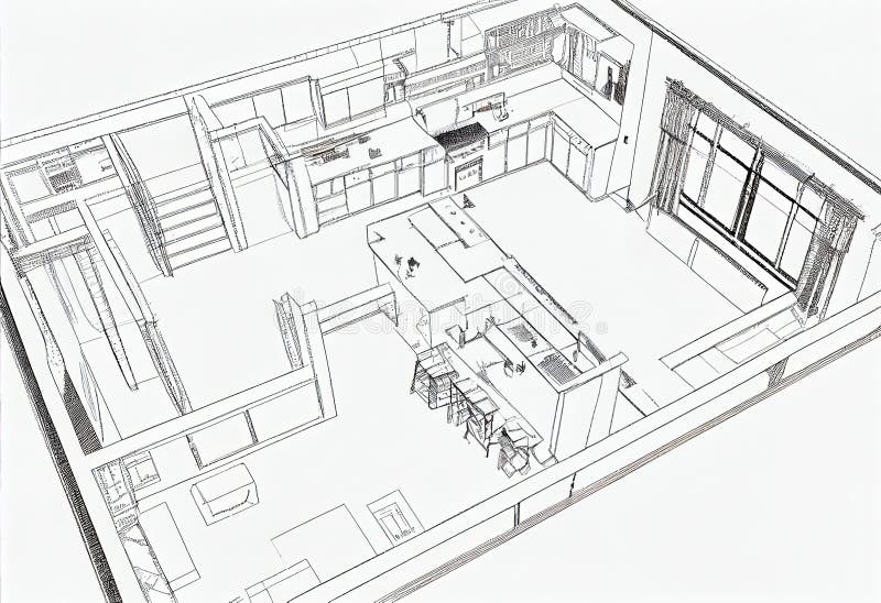 Property plan schematic stock illustration. Illustration of real ...