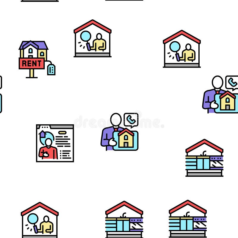 Property Rental Agency Vector Seamless Pattern Stock Vector ...