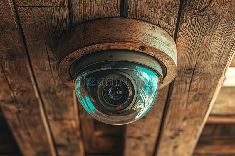 A Property with a Security Camera Installed Underneath Its Wooden Roof ...