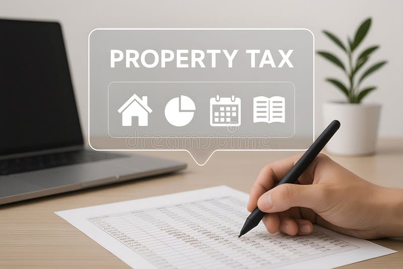 Property Tax Assessment Concepts Depicted with Laptop and Financial ...