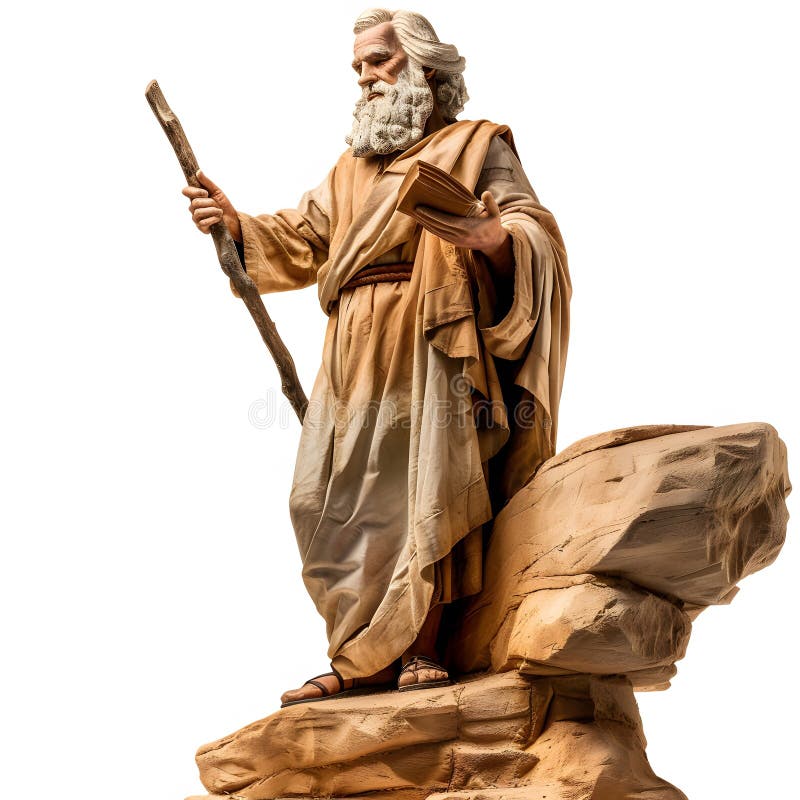 Prophet Moses in Dramatic Setting Isolated on White Background, Space ...