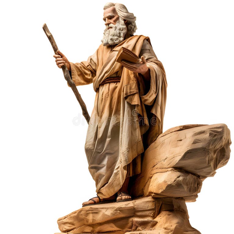Prophet Moses in Dramatic Setting Isolated on White Background, Space ...